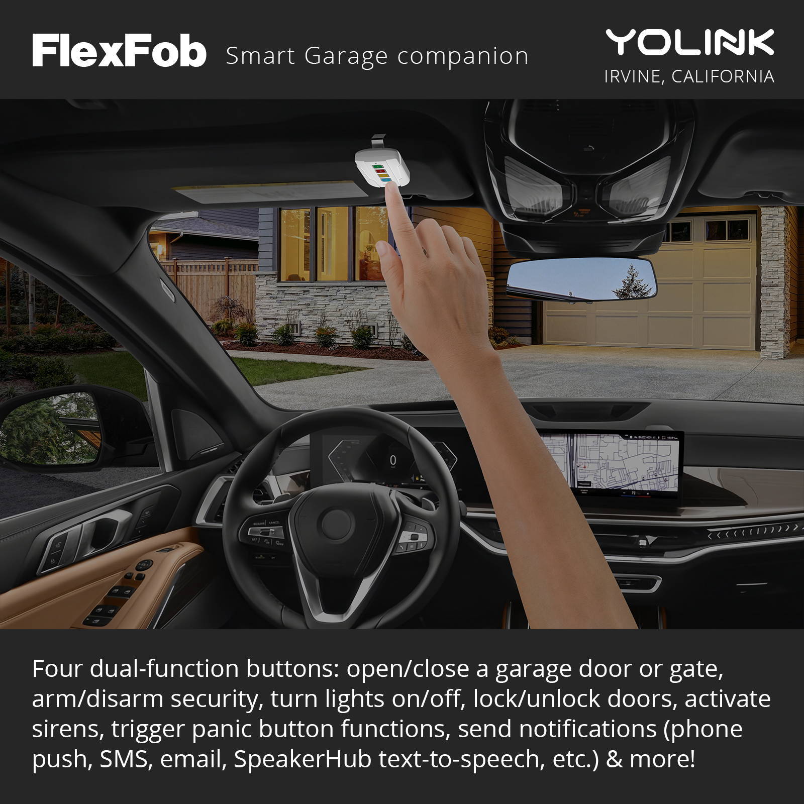 FlexFob Smart Fob, with Wall-Mount/Car Visor Bracket – YoLink